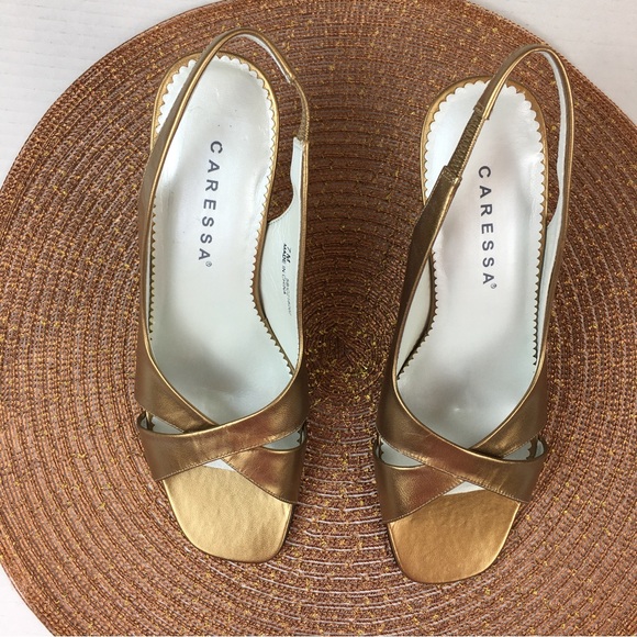 Caressa | Shoes | Caressa Art Of Comfort Shoes Gold Bronze Slingback Sandal Size 7m | Poshmark